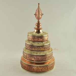 Handmade Copper Mandala Offering Set, Turquoise Coral Altar Shrine ...