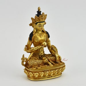 Gold Plated and Hand Face Painted Ksitigarbha Bodhisattva Small Copper ...
