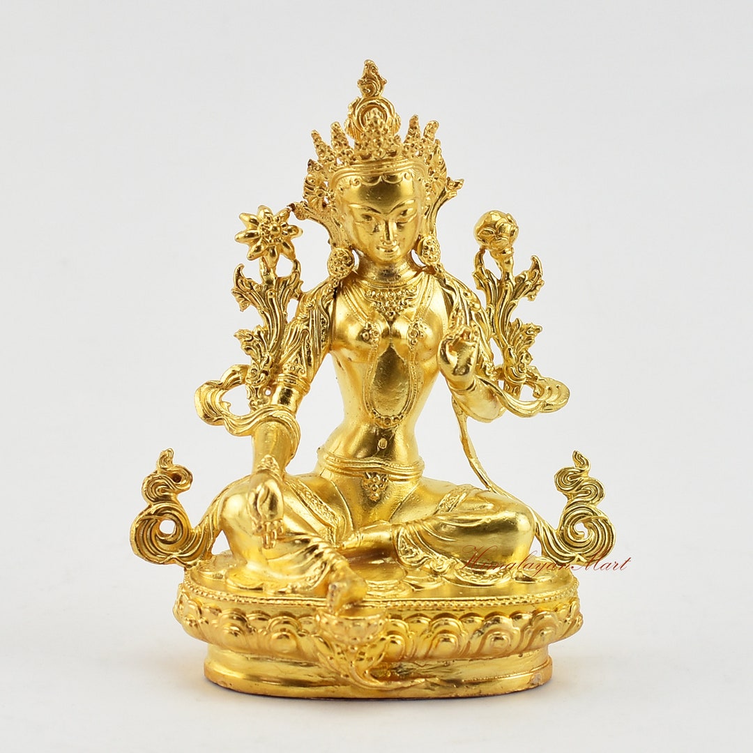 Fine Quality Gold Plated Tibetan Small Green Tara / Dholma / Drolma ...