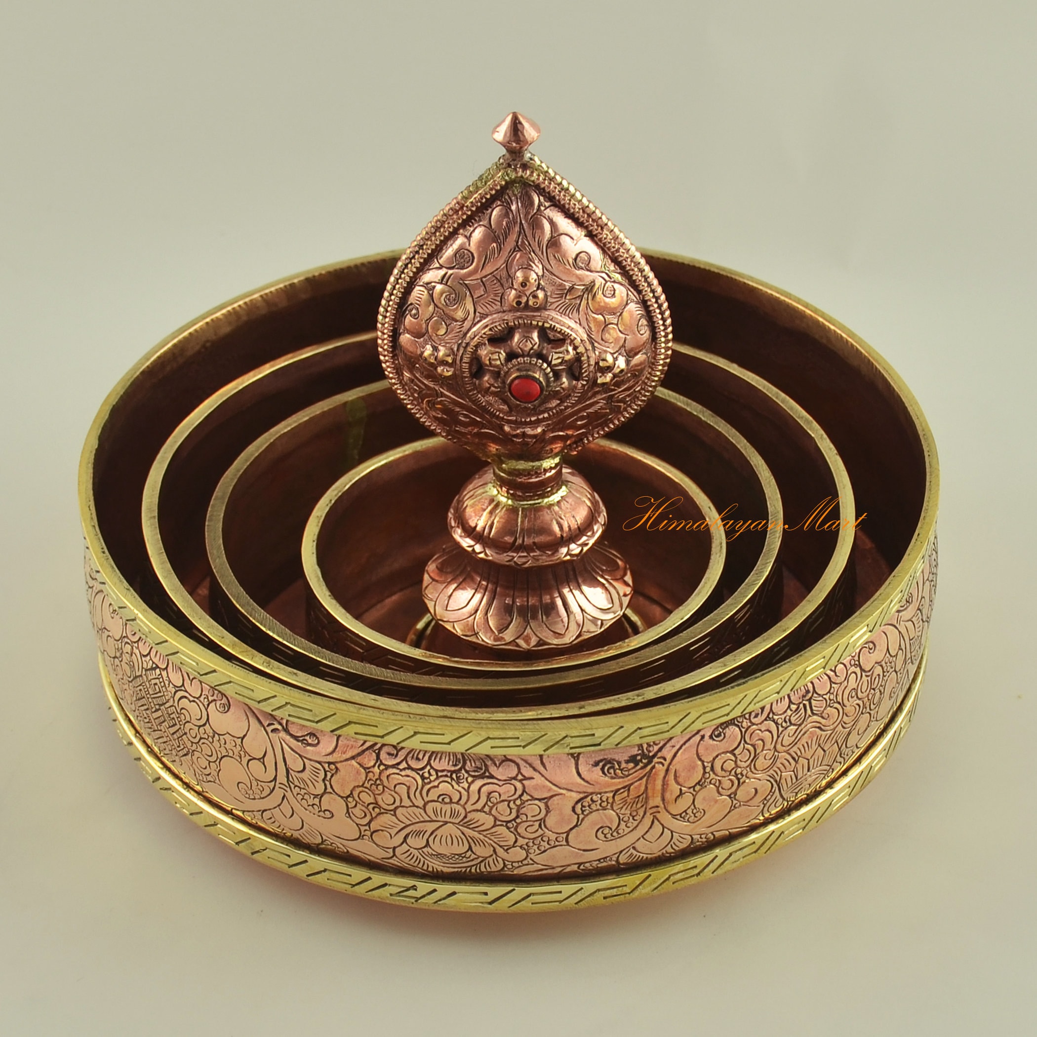 Handmade Copper Offering Mandala Set, Tibetan Buddhist Altar Shrine ...