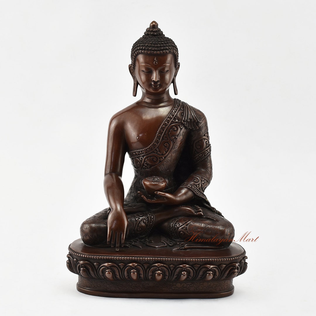 Hand Carved Copper Shakyamuni Buddha Statue - Oxidation Finish - Patan ...