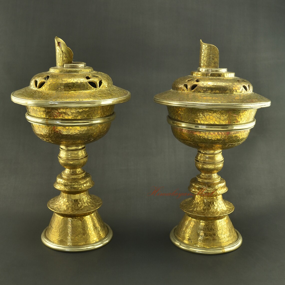 Tibetan Brass Butter Lamps Set: Buddhist Altar Offering From Nepal - Etsy