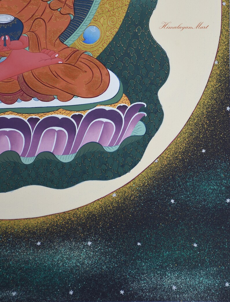 Thangka de Buda Amitabha pintado a mano, oro de 24 quilates, Nepal ...
