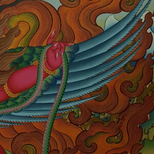 Hand Painted Fine Quality Garuda King of Birds Cotton Canvas Thangka ...