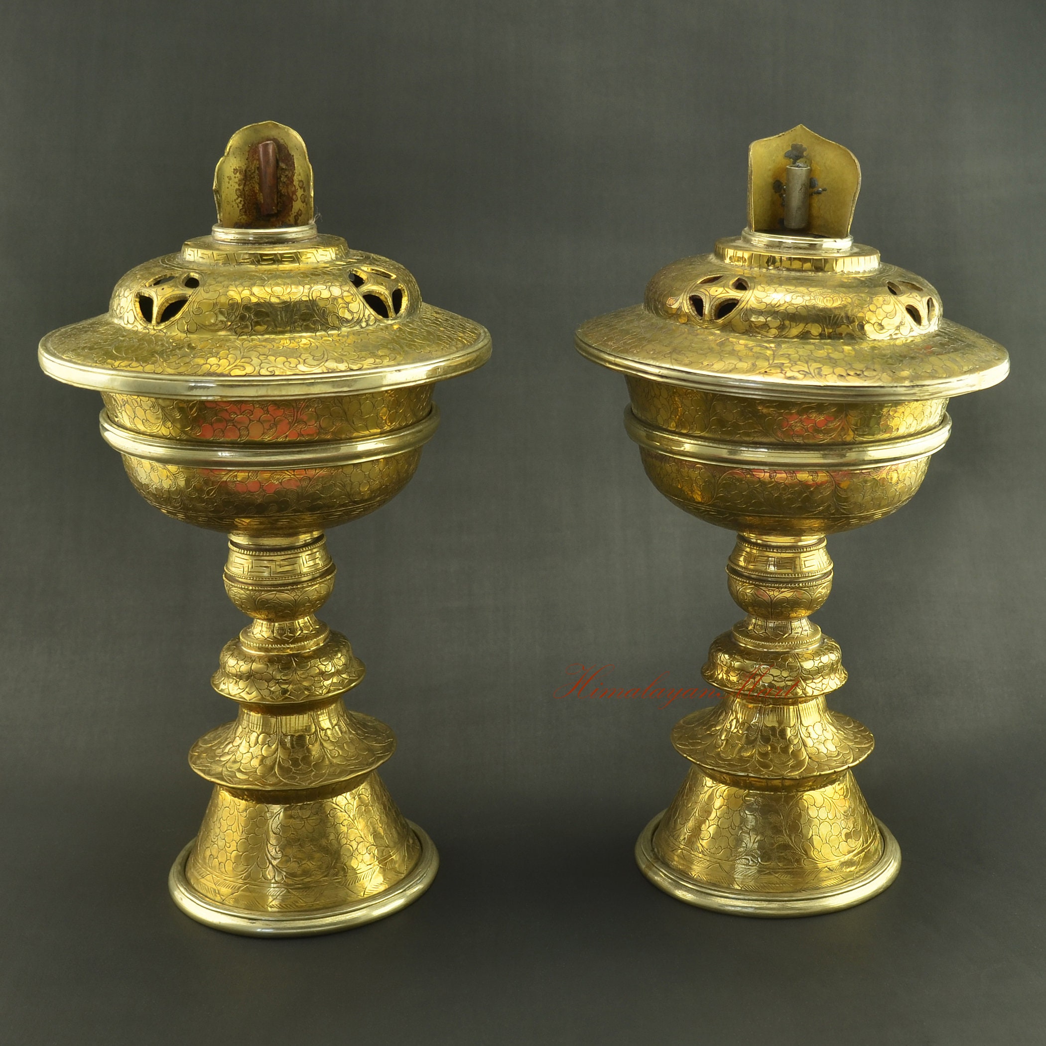 Tibetan Brass Butter Lamps Set: Buddhist Altar Offering From Nepal - Etsy