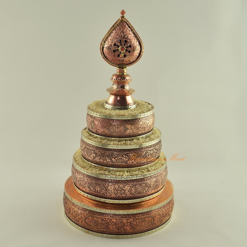 Handmade Copper Mandala Offering Set, Turquoise Coral Altar Shrine ...