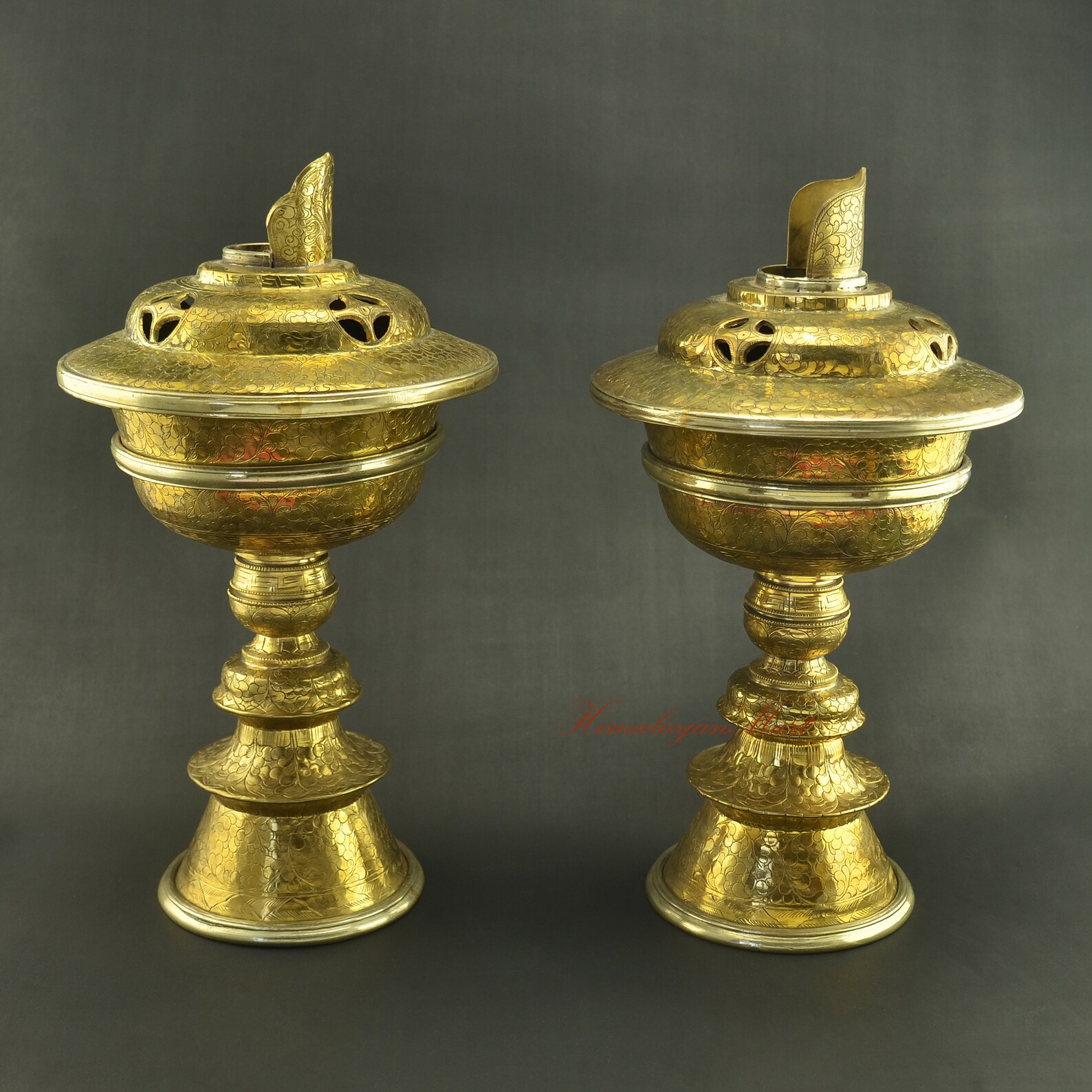 Tibetan Brass Butter Lamps Set: Buddhist Altar Offering From Nepal - Etsy