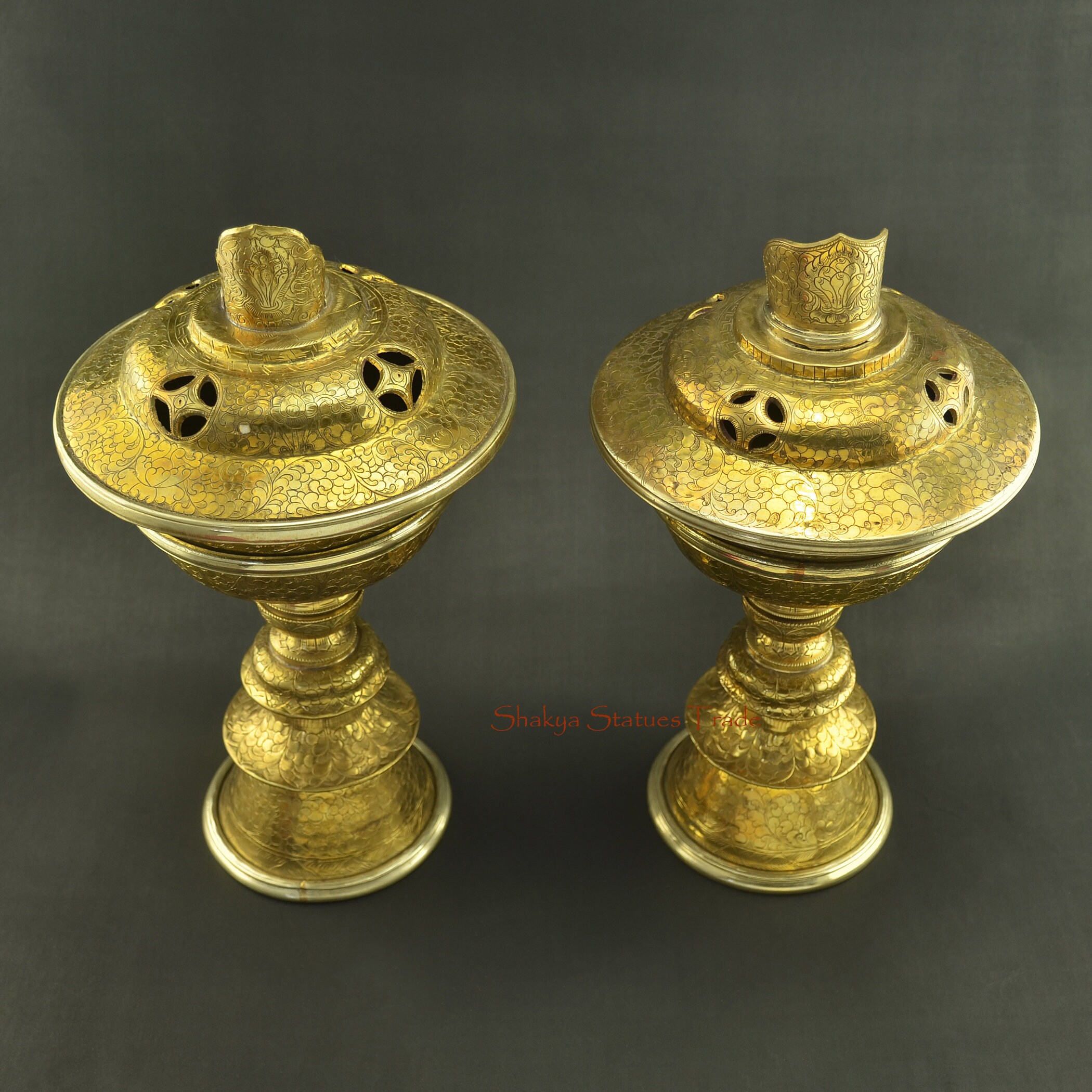 Tibetan Brass Butter Lamps Set: Buddhist Altar Offering From Nepal - Etsy