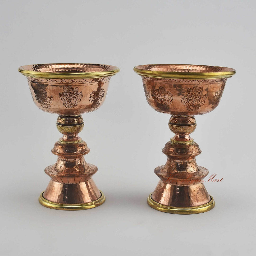 Handmade Copper Alloy Butter Lamps Set: Tibetan Buddhist Altar Decor - Etsy
