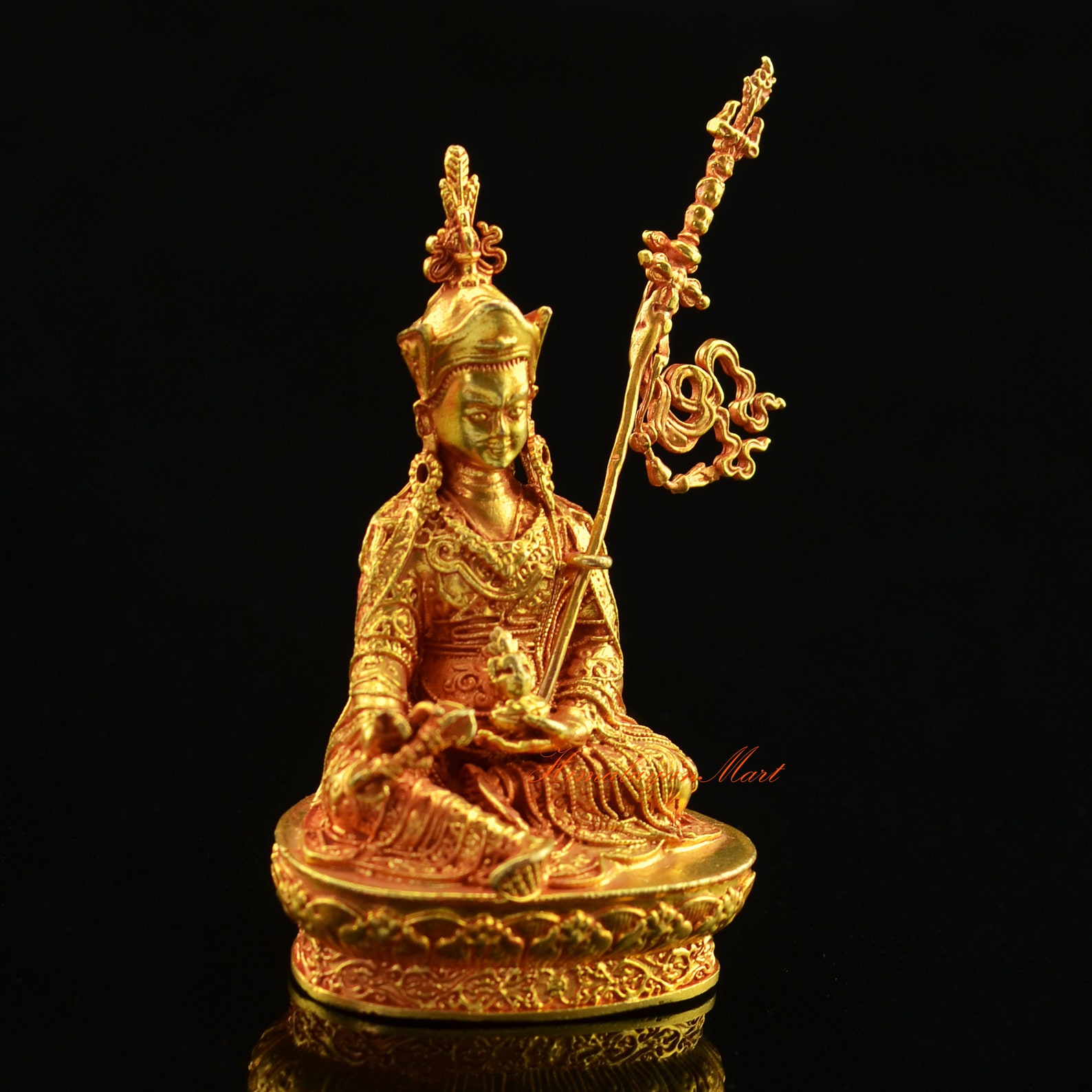 Gold Plated Guru Rinpoche Statue, Copper Altar Shrine Art - Etsy
