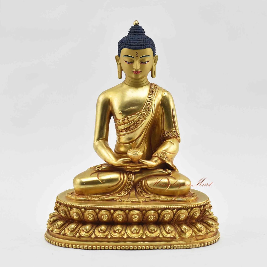 Gold Gilded Amitabha Buddha Statue - Hand Carved Tibetan Rupa - Etsy