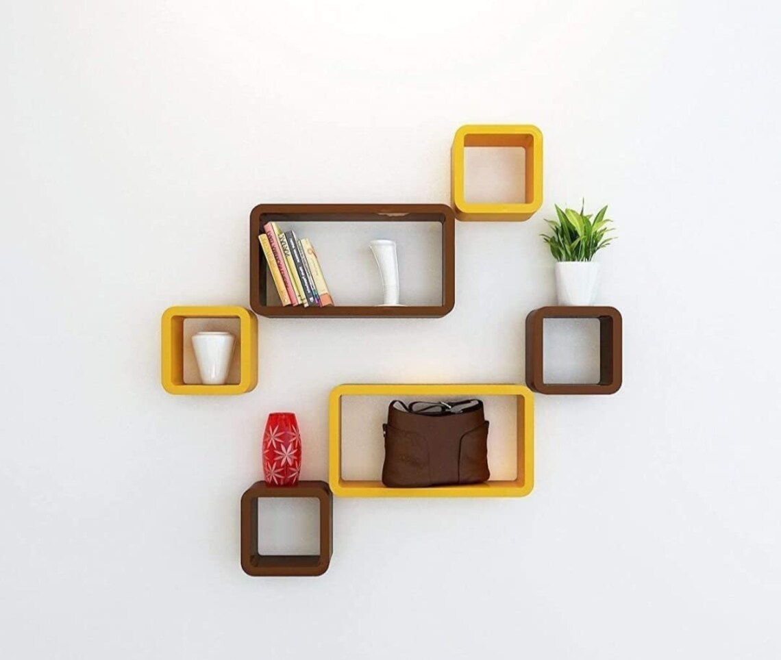 MDF Wooden Shelves Wood Wall Mounted Intersecting Wall Shelves for ...