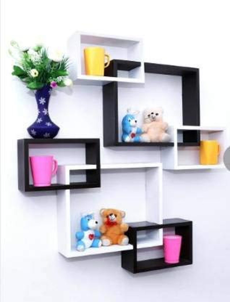 Best MDF WOOD Set of 6 Decoration Shelf Rack Intersecting Wall - Etsy
