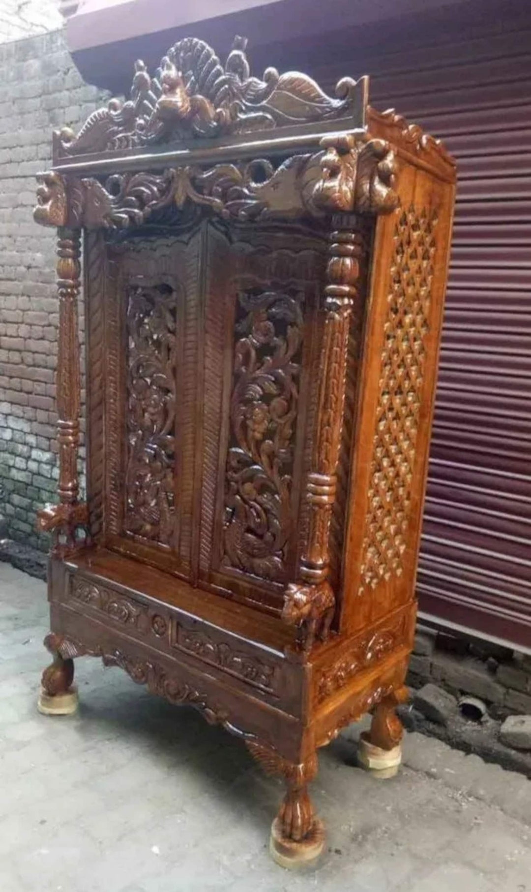 Wooden Temple Solid Teak Wood Hand Carved Traditional Unique Design ...