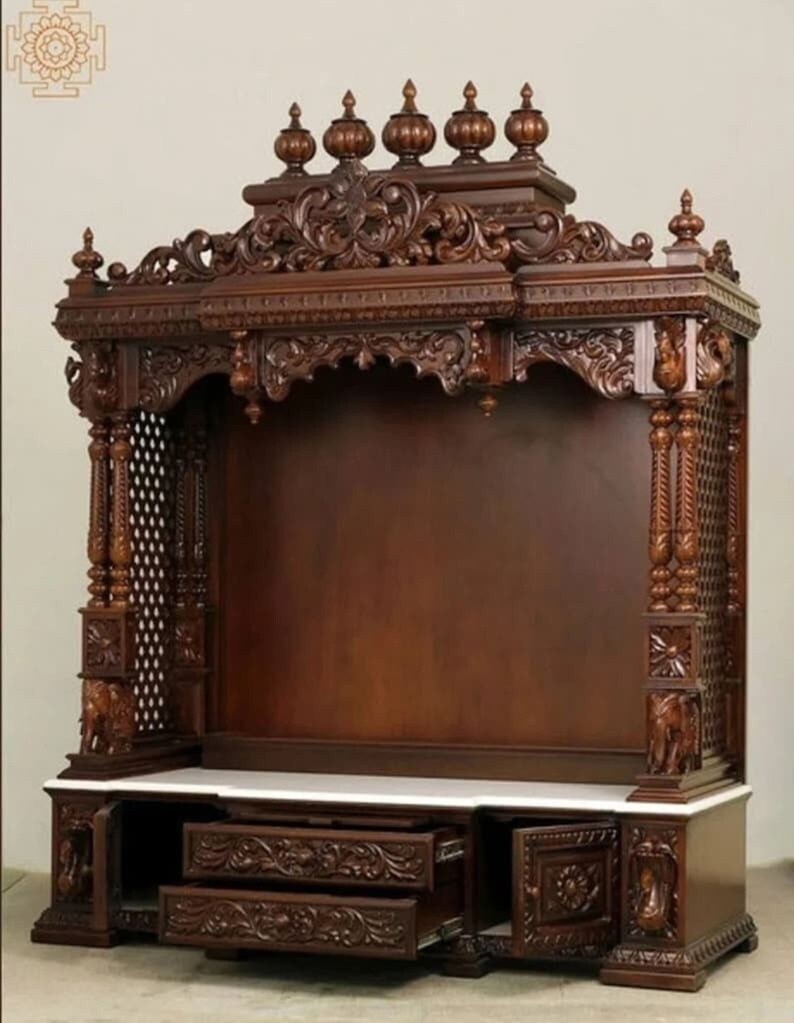 Wooden Temple 72 Large Solid Teakwood Hand Carved Traditional Indian ...