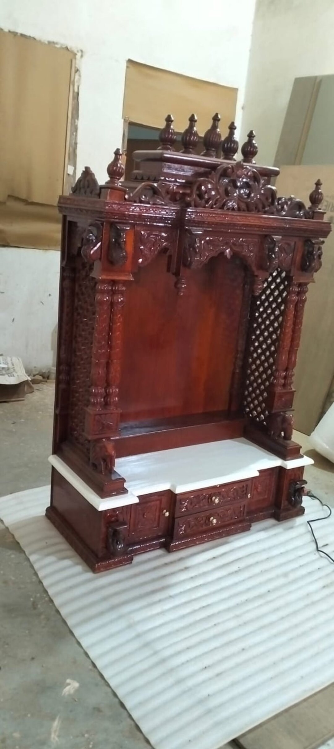 Wooden Home Temple Puja Mandir New Gift Indian Home Temple South Indian ...