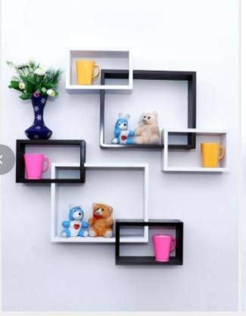 Best MDF WOOD Set of 6 Decoration Shelf Rack Intersecting Wall - Etsy