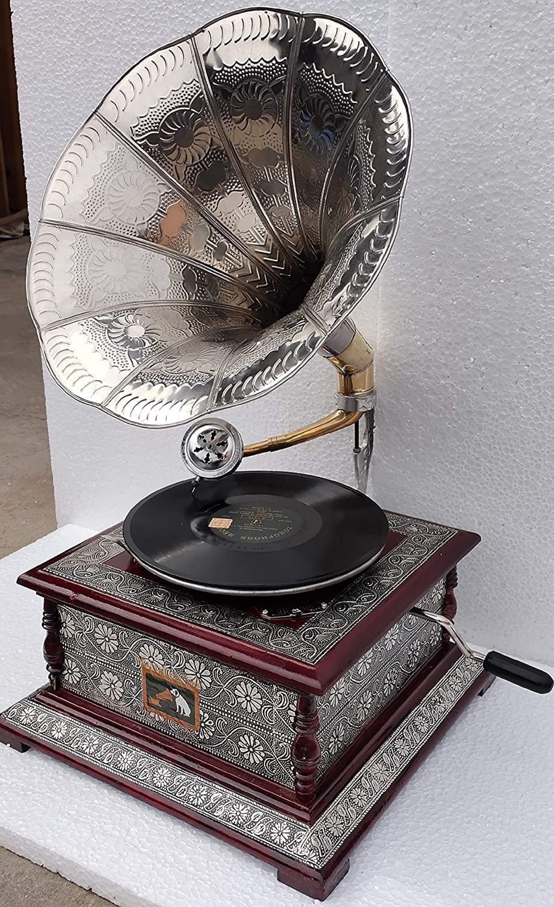 HMV Gramophone Functional Working Fhonograpf, Win-up Record Player ...