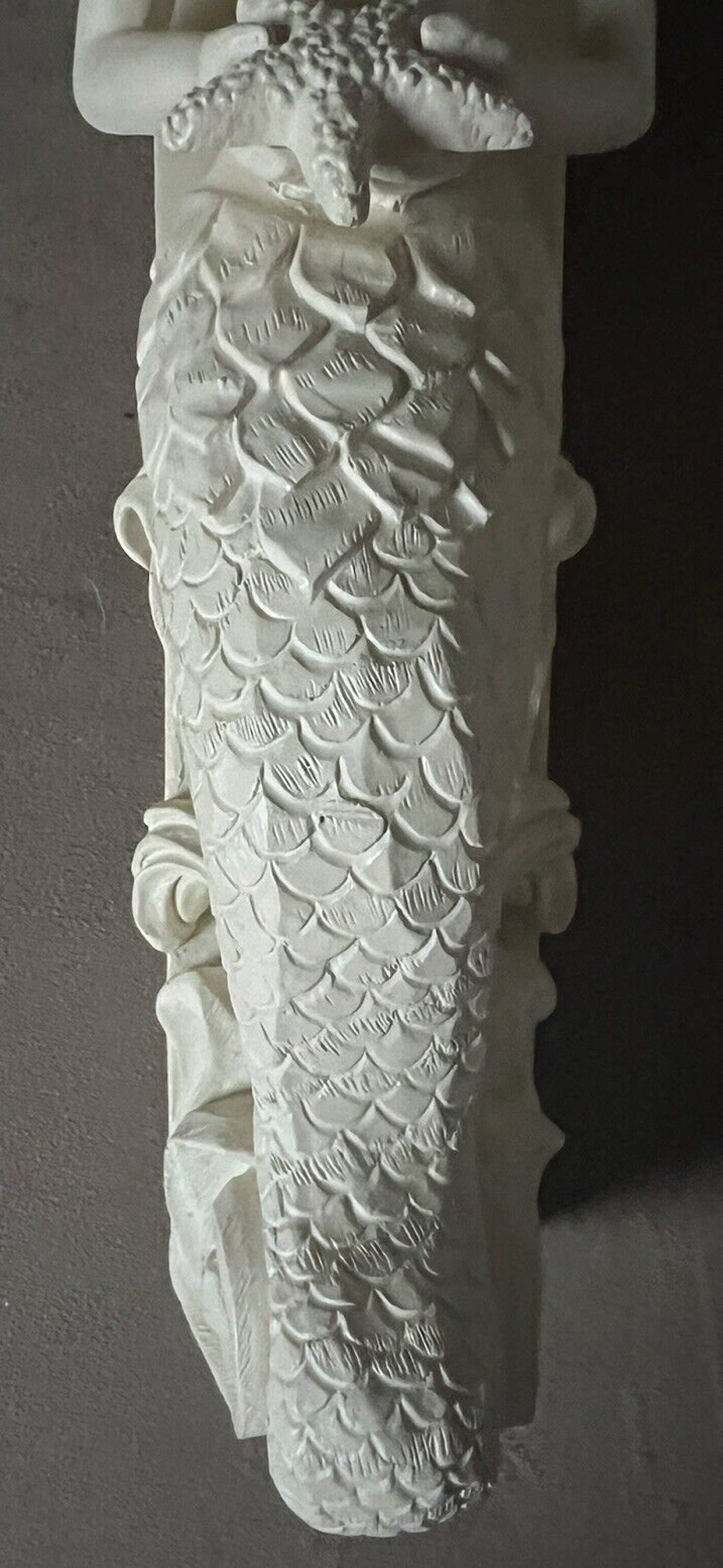 MERMAID Wall Mount Statue Corbel ARCHITECTURAL Accent Wood Bracket/wall ...