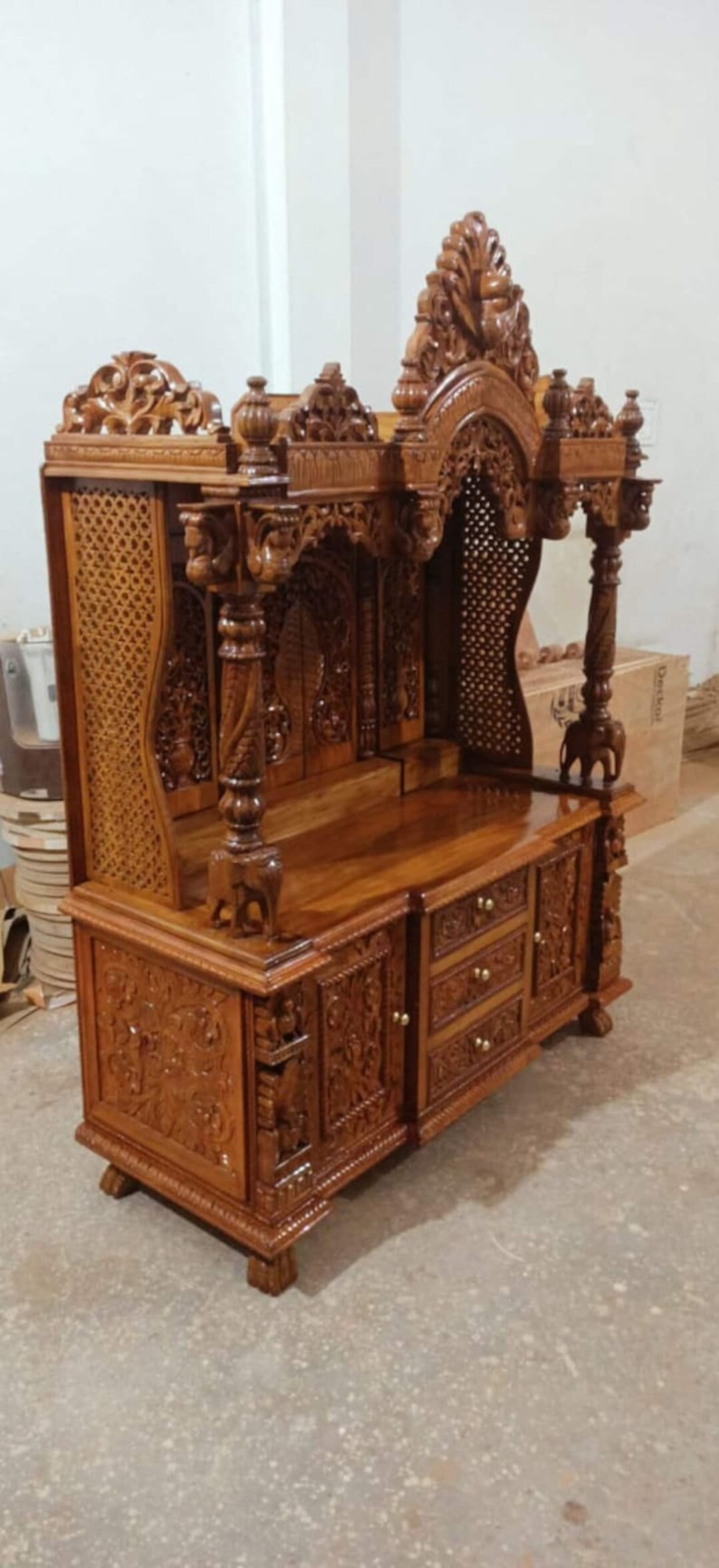 Wooden Temple Solid Teak Wood Hand Carved Traditional Unique Design ...