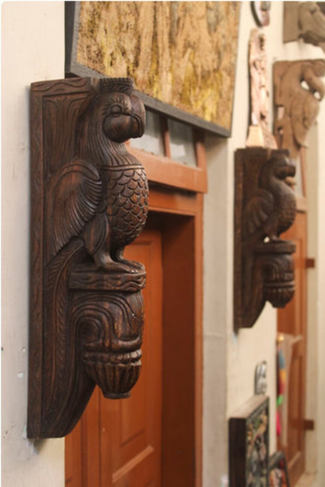 New Bird Bracket Wooden Wall Corbel Set of Two Wall Hanging Home Decor ...