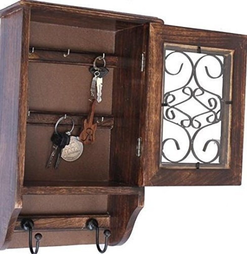 Wooden Key Box Solid Wooden Key Box/wooden Key Cabinet, Wall Hanging ...