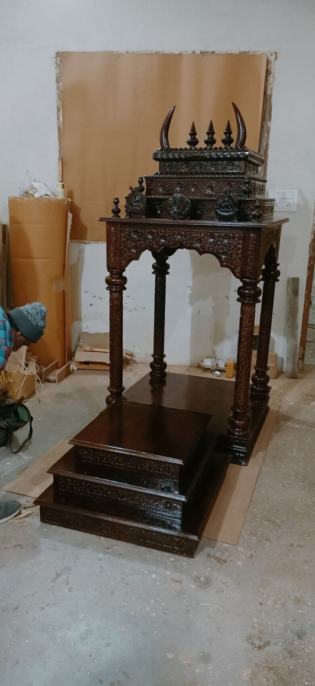 Wooden Temple South Indian Design Heavy Hand Carved Work for Home Home ...