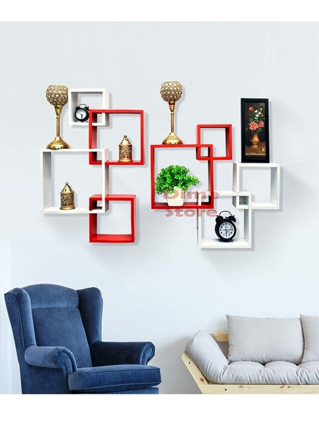 Wooden Shelf Modern Intersecting Wall Shelf/ Home Wall Decor Set of 8 ...