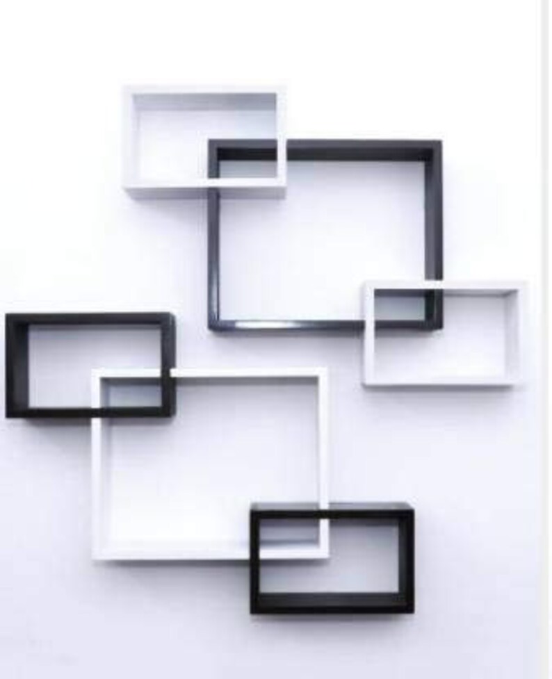 Best MDF WOOD Set of 6 Decoration Shelf Rack Intersecting Wall - Etsy
