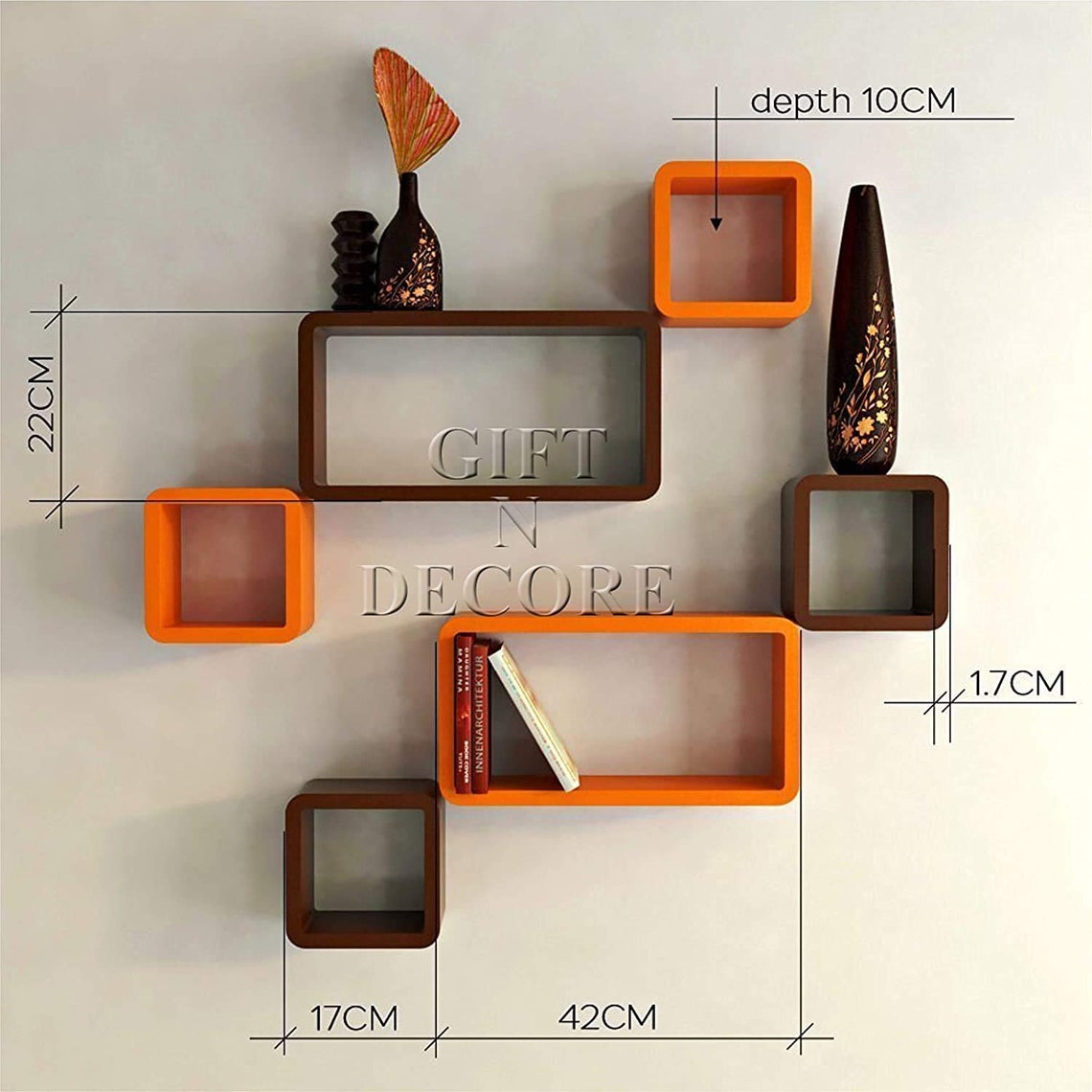 New Sam Handmade Gift Decore MDF Wall Decoration Shelf Cube & Rectangle ...