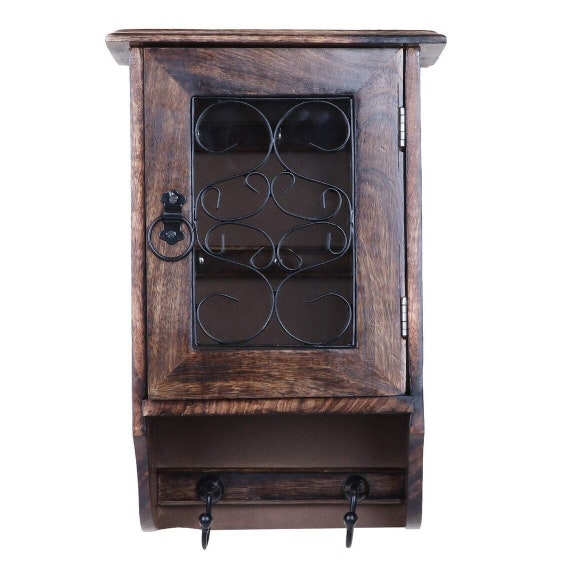 Hooks & Fixtures Wooden Key Holder Box/Antique Key Box/Wooden key ...
