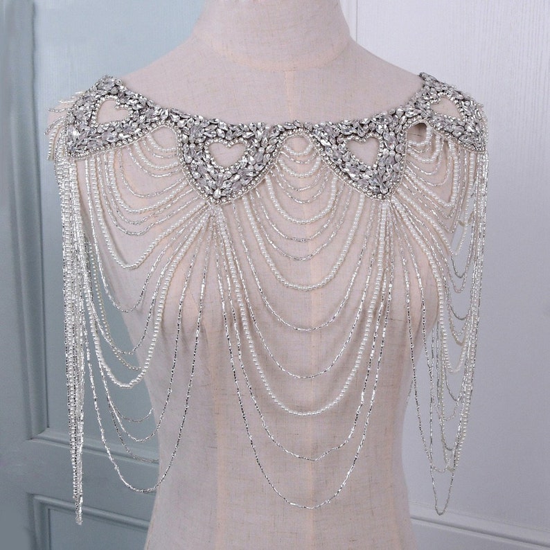 Luxury Crystal Bead Cape Cover Shoulders Fringe Necklace - Etsy