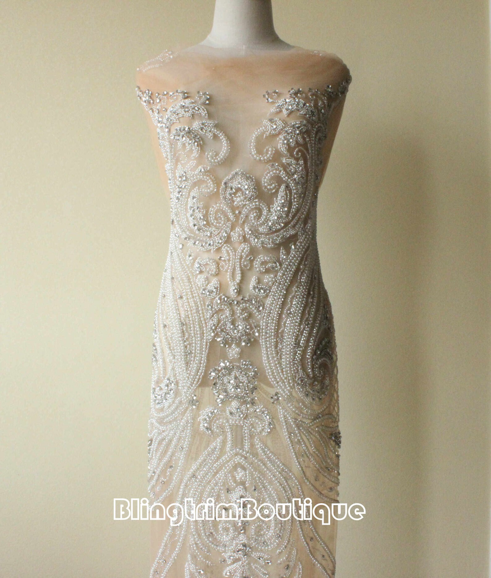 Luxurious Rhinestone Applique Dress Size Design Full Length | Etsy