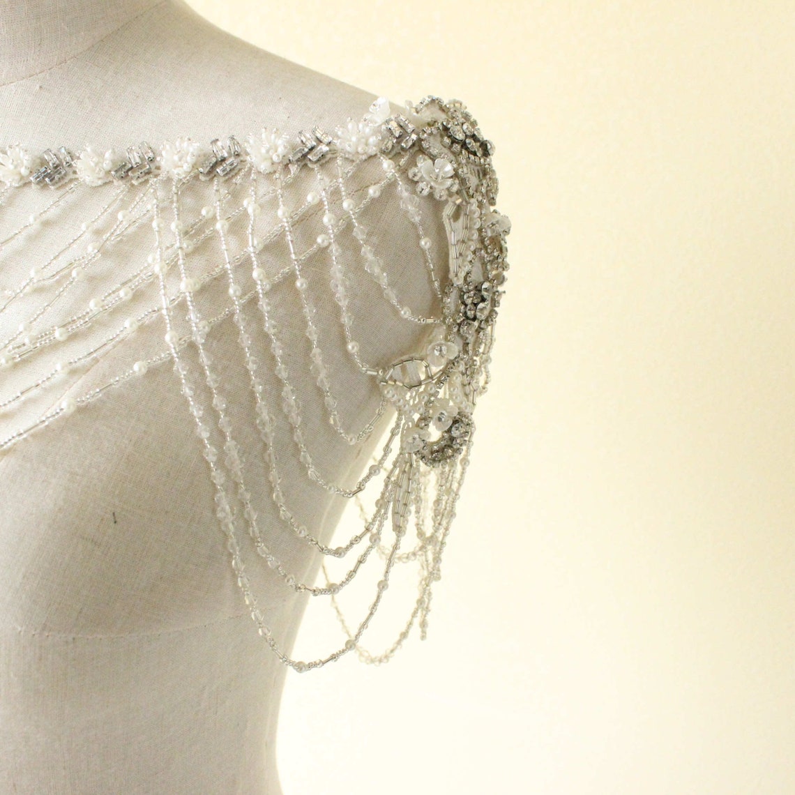 Bridal Shoulder Necklace Lace Crystal Bolero Cover up Cap - Etsy