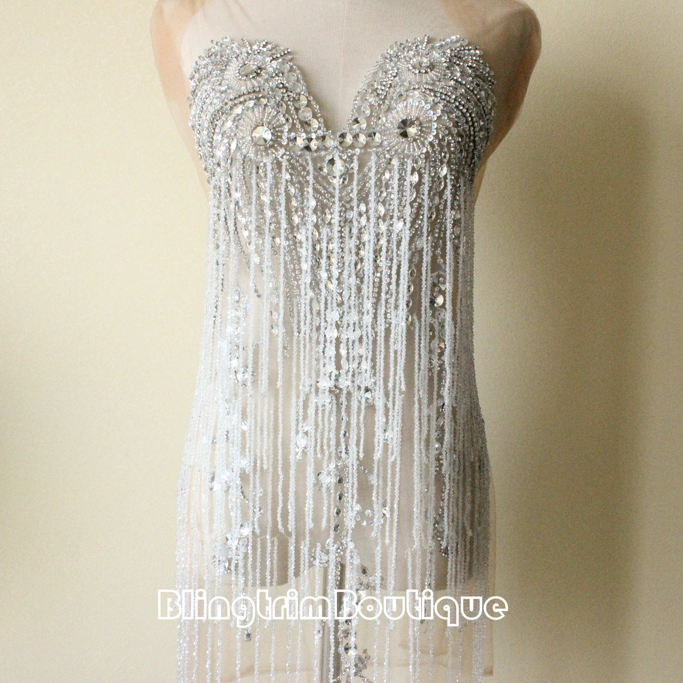 Sexy sparkle Bodice crystal Silver Waterfall Rhinestone | Etsy