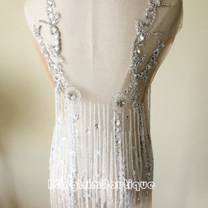 Sexy Sparkle Bodice Crystal Silver Waterfall Rhinestone Applique AB ...