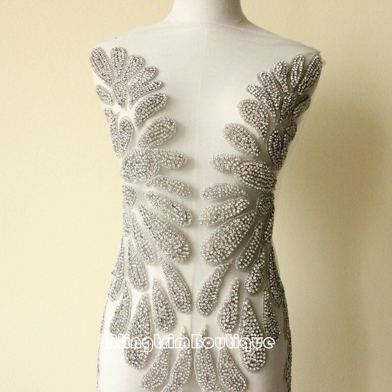 Shiny Big Silver Crystal Rhinestone Applique Bodice Full Body | Etsy