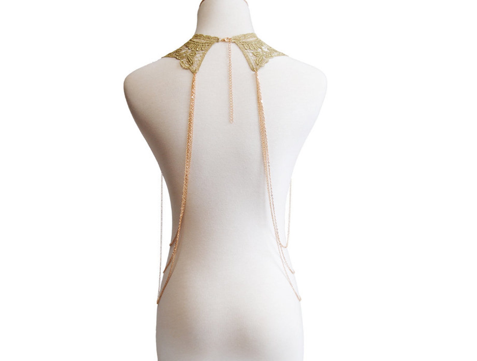 Gold Lace Body Harness Necklace Tassel Body Neck Chain Body - Etsy