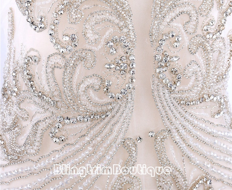 Luxury Bridal Rhinestones Crystal Shiny Beading Bridal Bodice - Etsy