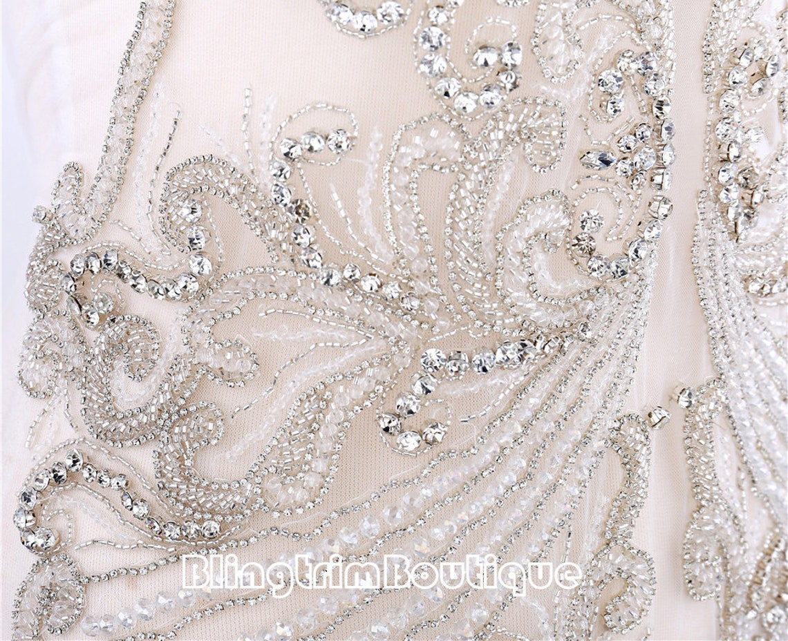 Luxury Bridal Rhinestones Crystal Shiny Beading Bridal Bodice | Etsy