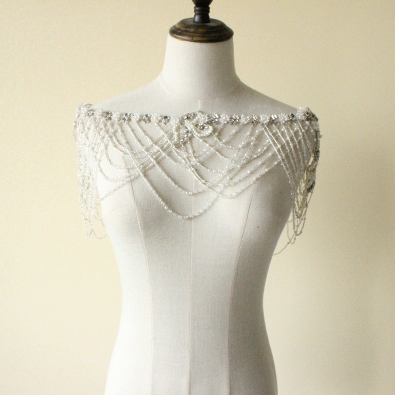 Bridal Shoulder Necklace Lace Crystal Bolero Cover up Cap - Etsy