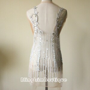 Sexy Sparkle Bodice Crystal Silver Waterfall Rhinestone Applique AB ...