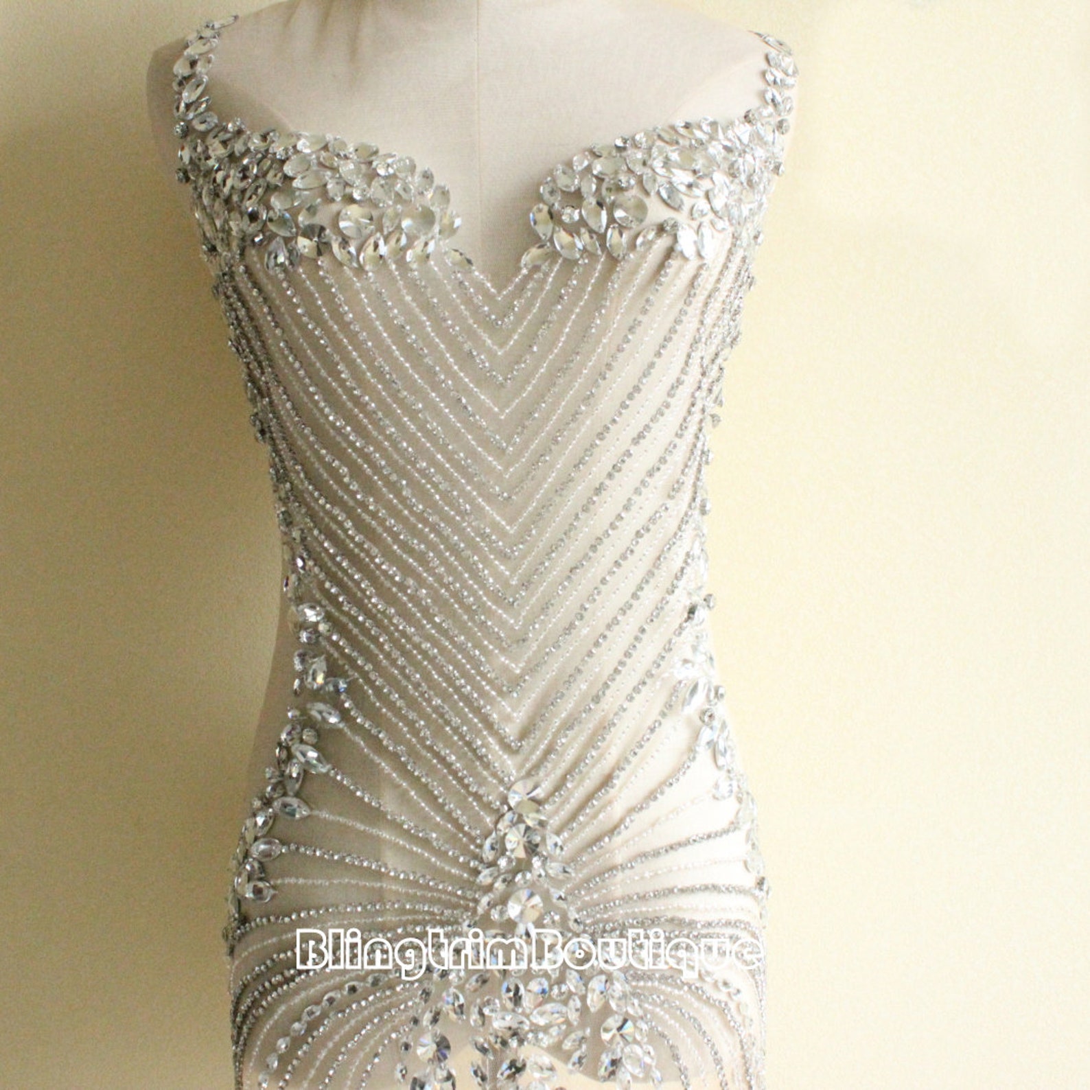 Luxury Sparkle Rhinestone Bodice Applique Full Body Bodice - Etsy