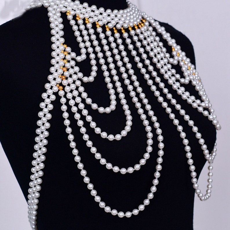 Off White Pearl Tassel Body Chain Unique Wedding Jewelry Etsy