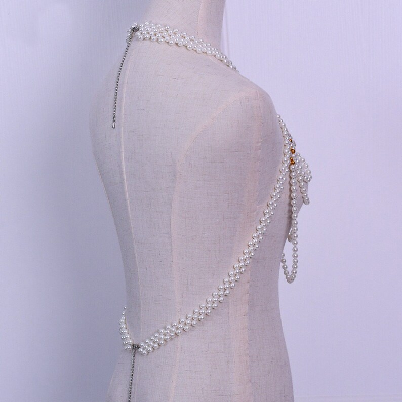 Off White Pearl Tassel Body Chain Unique Wedding Jewelry Etsy