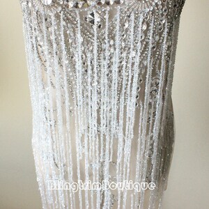 Sexy Sparkle Bodice Crystal Silver Waterfall Rhinestone Applique AB ...