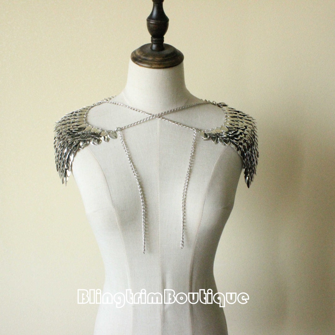 Shiny Handmade Scalemail Shoulder Armor, Silver Scalemaille Chain ...