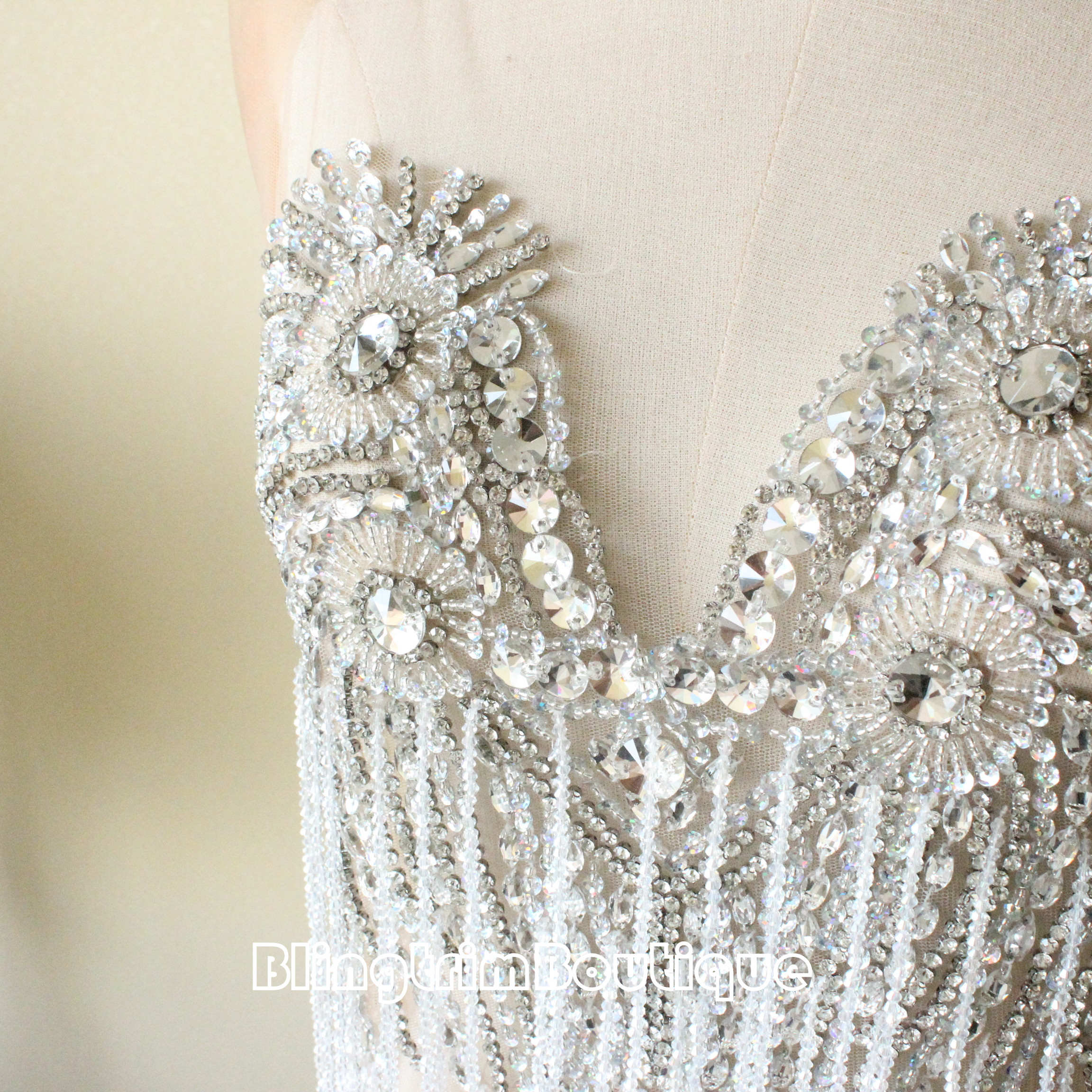 Sexy sparkle Bodice crystal Silver Waterfall Rhinestone | Etsy
