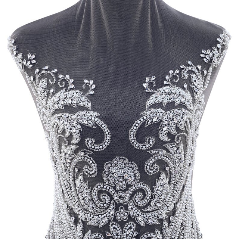 Luxurious Rhinestone Applique Dress Size Design Full Length - Etsy