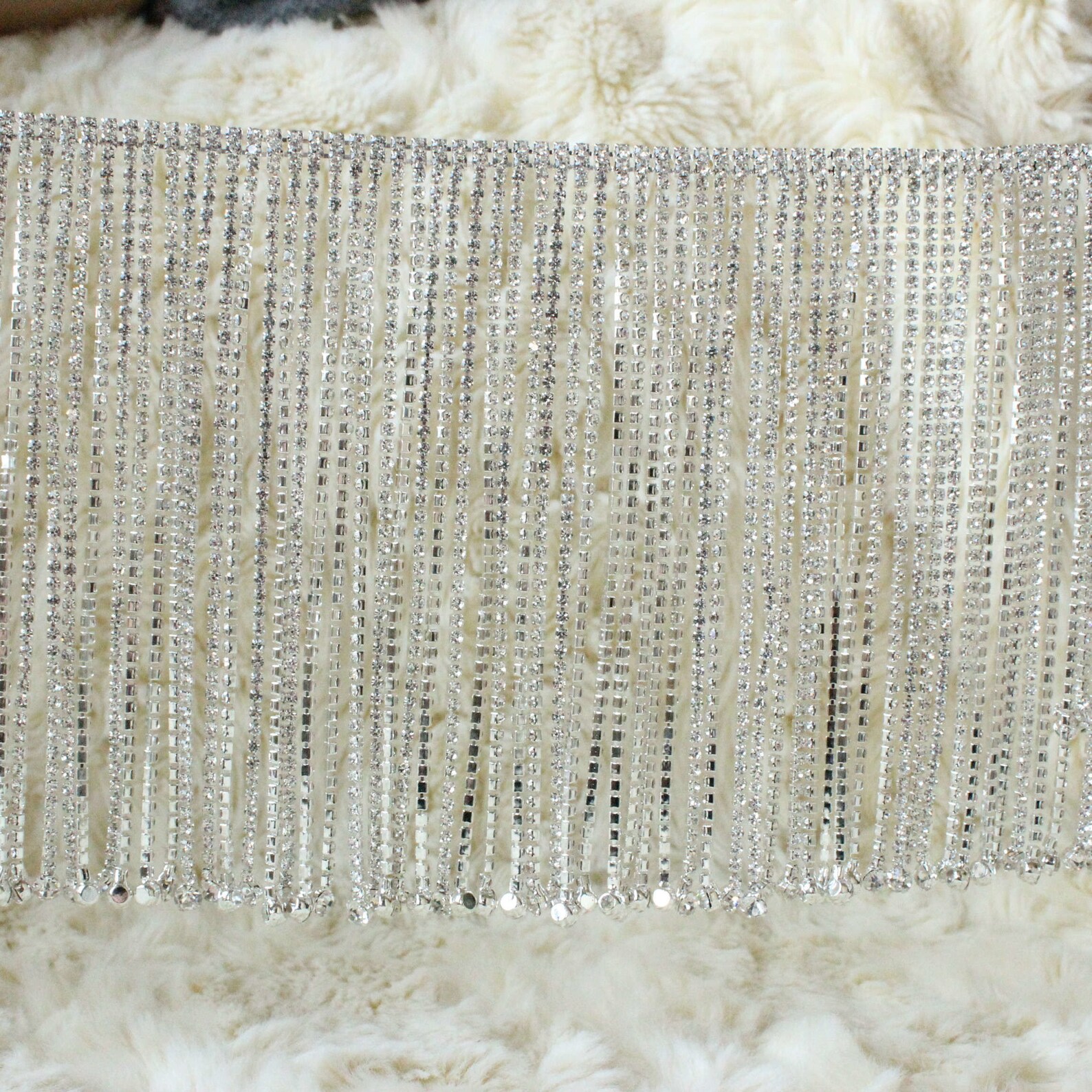 6.2 W Rhinestone fringe overlength Trim Crystal applique | Etsy